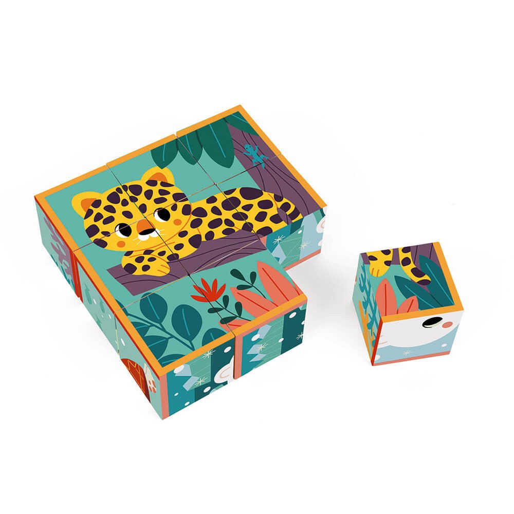 PUZZLE CUBOS DE CARTÓN JANOD ·ANIMALES· – Happy Moments Baby